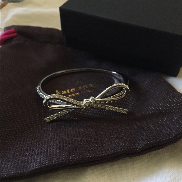 kate spade | Jewelry | Kate Spade Silver Skinny Pave Bow Bracelet ...